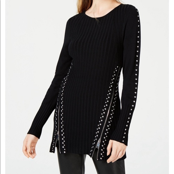 Bar III | Sweaters | New Bar Iii Womens Zippered Studded Sweater Top ...